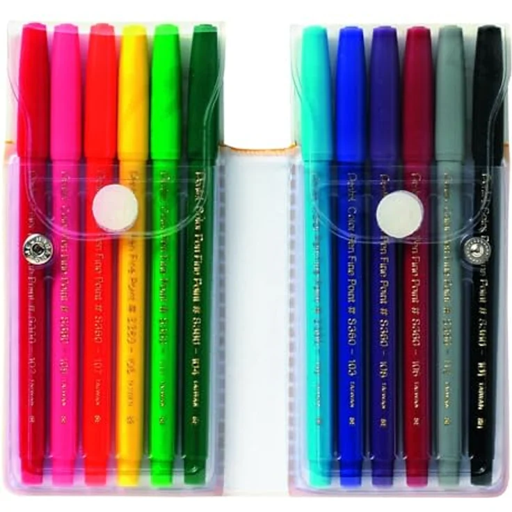 PENTEL Filzstift Faserschreiber Color Pen Set mit 12 Farben ...