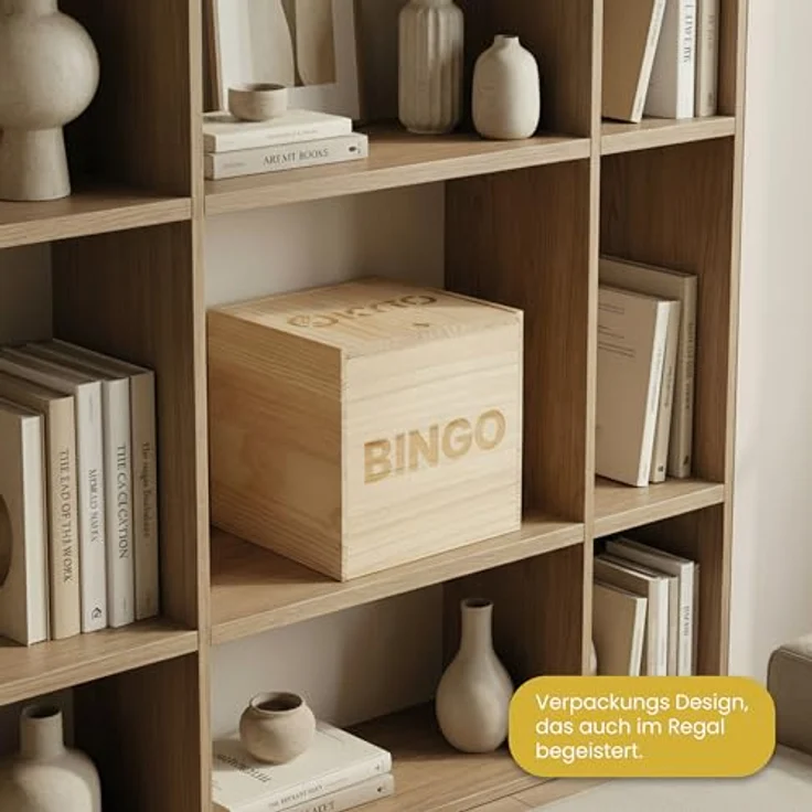 Kyto Bingo Deluxe Premium Holzbox, Set mit 150 Holzchips, 75 Kugeln ...