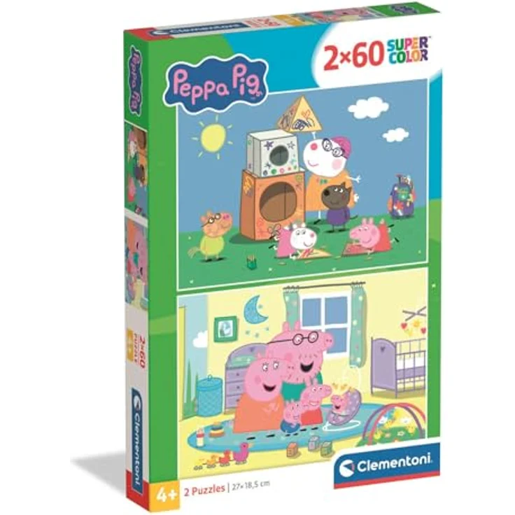 Clementoni Peppa Pig Kinder Puzzle 2x60 Teile, 27 x 19 cm, fördert ...