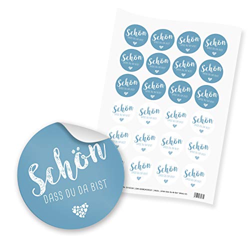 itenga 24x Sticker "Schön dass du da bist", selbstklebend, rund, nordic ...