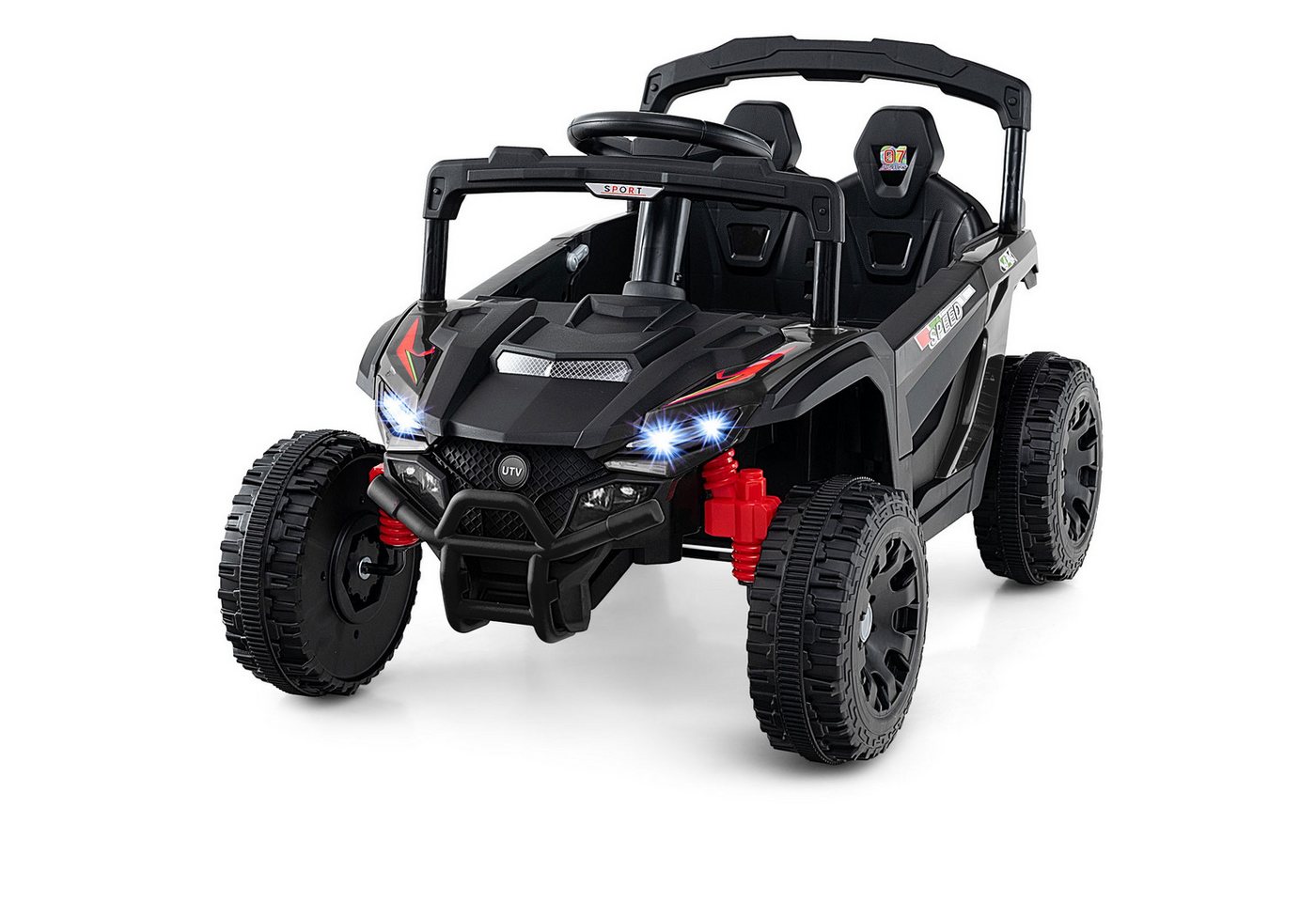 COSTWAY Elektro-Kinderauto, 12V mit Fernbedienung, LED-Scheinwerfer ...