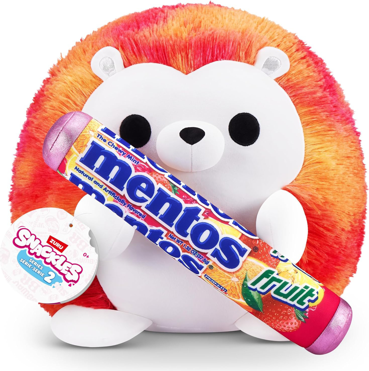 ZURU Snackles Igel, Kuscheltier in Rot-Orange mit Mentos-Fruit, Serie 2 ...