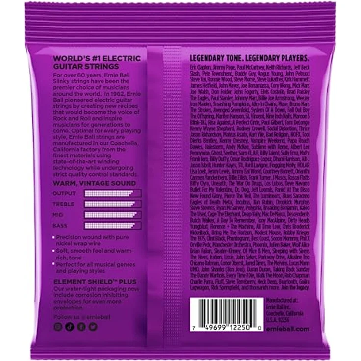 Ernie Ball Power Slinky E-Gitarrensaiten, reine Nickelwicklung, Stärke ...