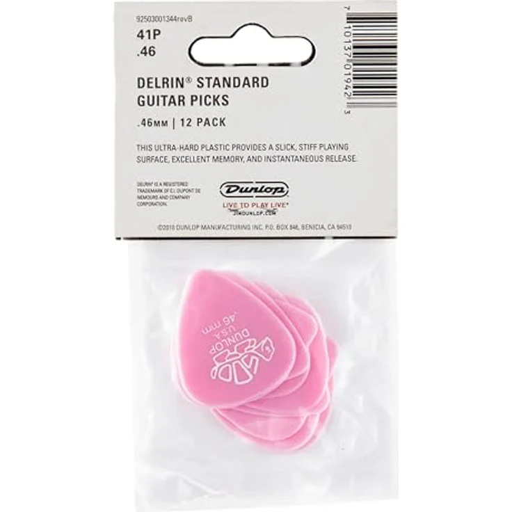 Dunlop Delrin 500 Pick Lt.Pink Set, Standard Plektrum 0,46mm, 12er Pack ...