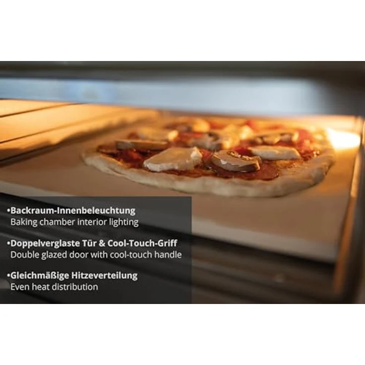 Unold Pizzaofen LUIGI 68816, Pizzastein aus Cordierit, 1700W Leistung ...