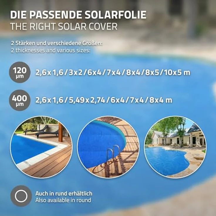 ECD Germany Pool Solarfolie rechteckig 800x500 cm, Blau, 120µm ...