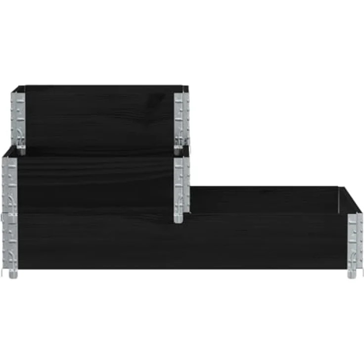 vidaXL Hochbeet, Paletten-Aufsatzrahmen 3-fach Schwarz 120x80 cm ...