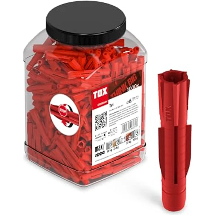 TOX Allzweckdübel TRI 6/36, 1000 Stück im Big Pack, bruchsichere ...