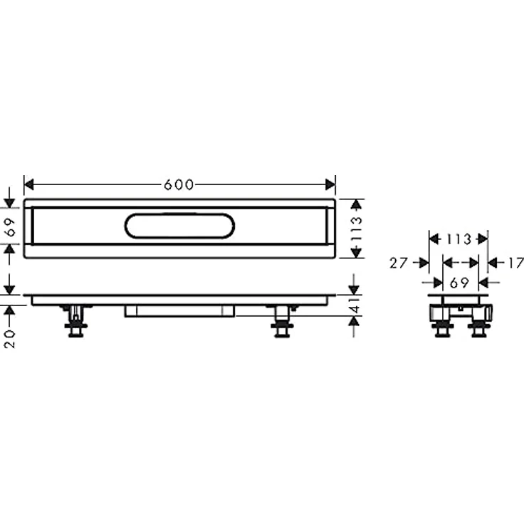 hansgrohe Installationsset 600mm RainDrain für Duschrinnen Rock und ...