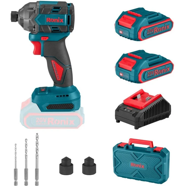 Ronix 8671, 20‑V‑bürstenloser Akku-Schraubendreher mit 2,0-Ah-Lithium ...