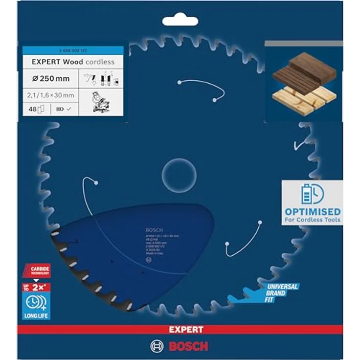 Bosch EXPERT Wood cordless Kreissägeblatt, 250 mm, T48, für Kapp- und ...