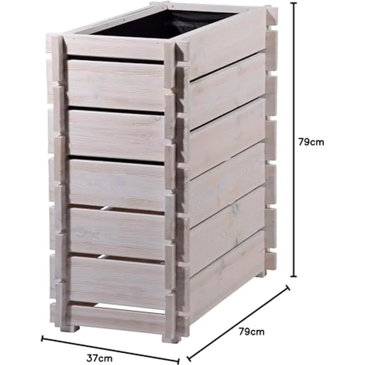 Dobar Hochbeet aus FSC®-zertifiziertem Kiefernholz, weiß, 79 x 37 x 79 ...