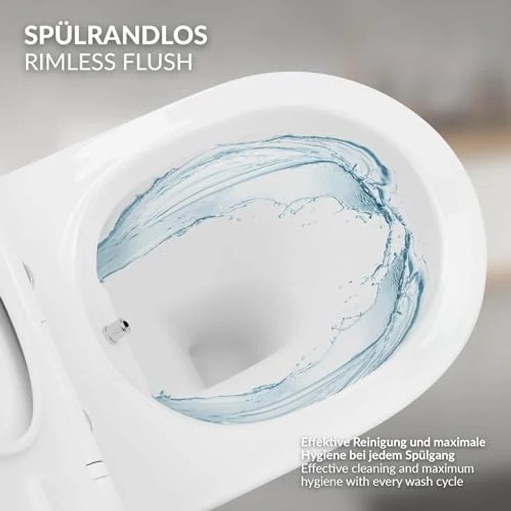 ECD Germany Spülrandloses Hänge WC Keramik Weiß mit Bidet-Funktion ...