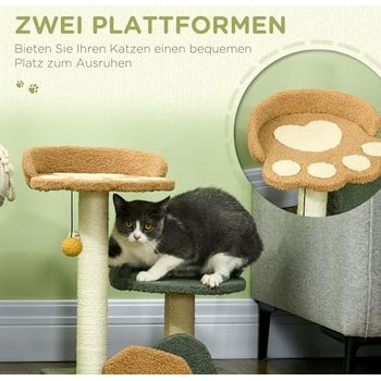 PawHut Katzenbaum klein, 52 cm Katzenkratzbaum Kletterbaum mit 2 Ebenen ...