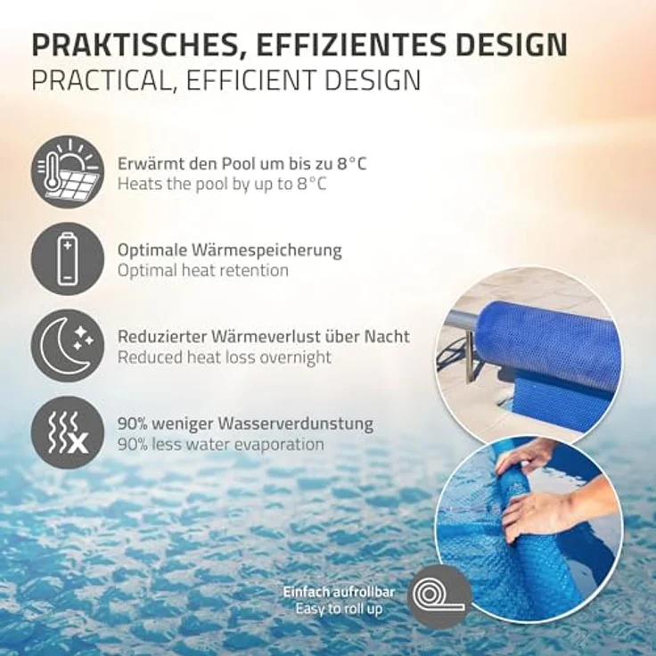 ECD Germany Pool Solarfolie rechteckig 800x500 cm, Blau, 120µm ...