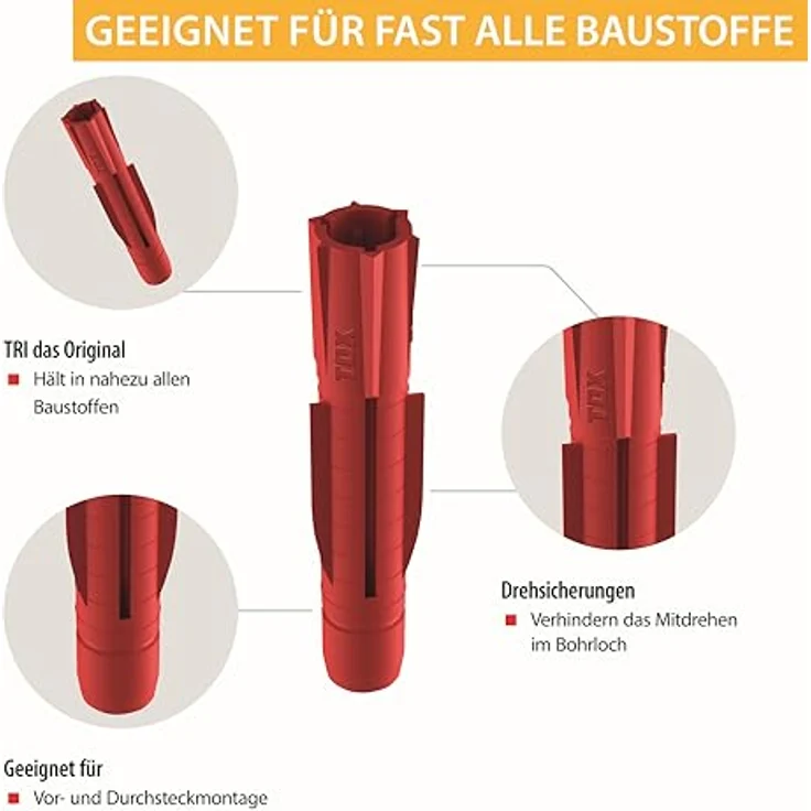 TOX Allzweckdübel TRI 6/36, 1000 Stück im Big Pack, bruchsichere ...