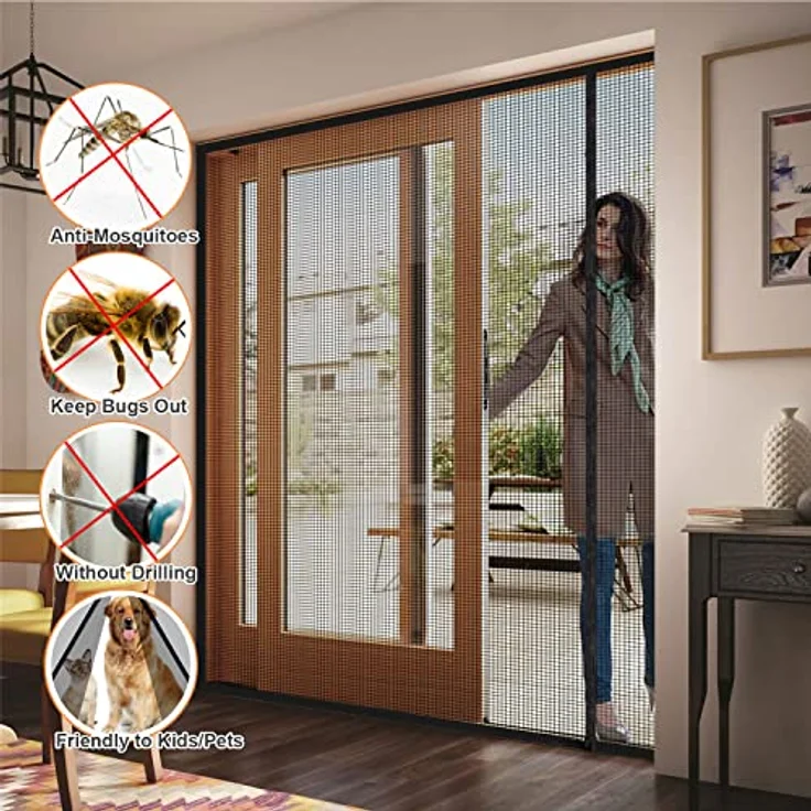 Risareyi Fliegengitter Tür Magnet mit Seitlicher Öffnung, 140x240cm ...