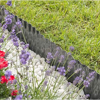 Windhager Rasenkante, Raseneinfassung, Beeteinfassung, Beetbegrenzung, Mähkante, Anthrazit, 500 ...