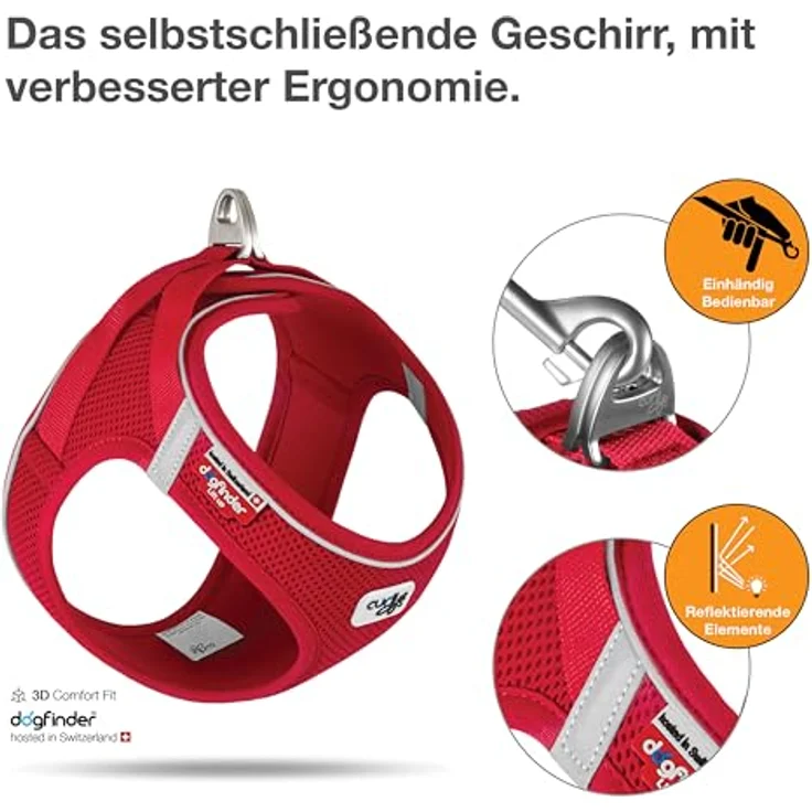 Curli Magnetic Vest Harness Air-Mesh V2 Red L, Hundegeschirr mit ...
