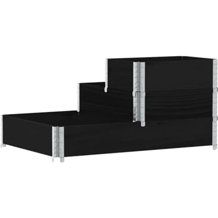 vidaXL Hochbeet, Paletten-Aufsatzrahmen 3-fach Schwarz 120x80 cm ...