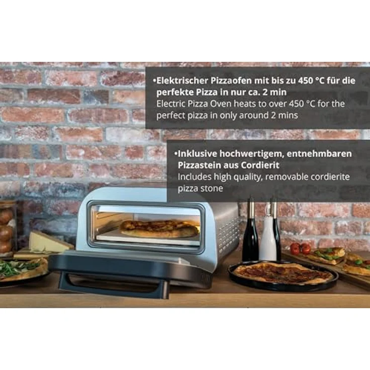 Unold Pizzaofen LUIGI 68816, Pizzastein aus Cordierit, 1700W Leistung ...