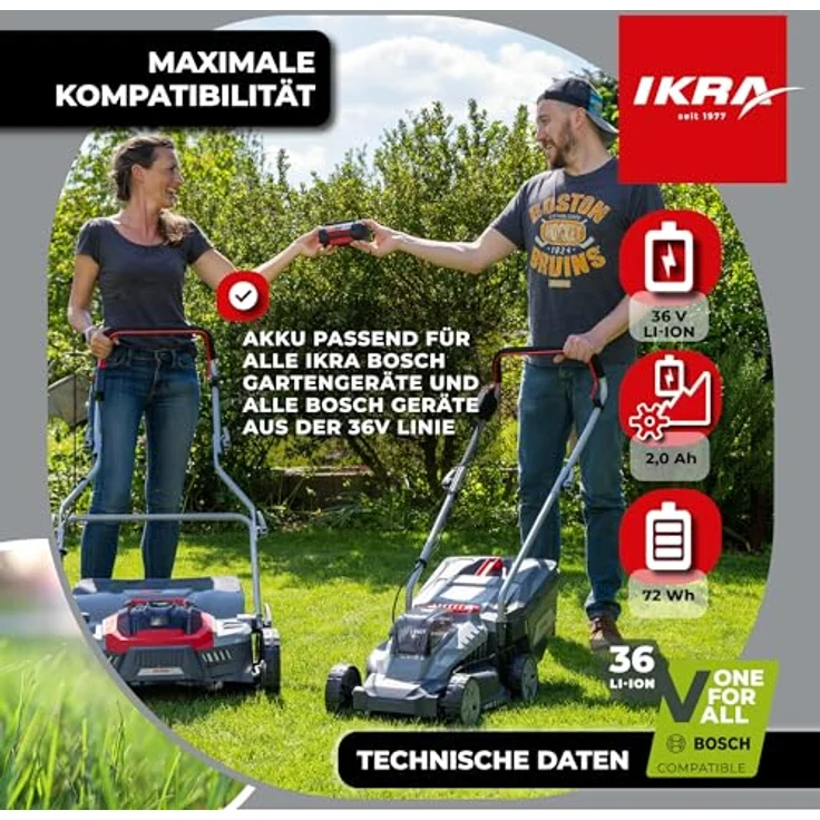 IKRA BOSCH 36 V Li-Ion Akku 2,0 Ah, kompatibel mit allen 36V BOSCH ...