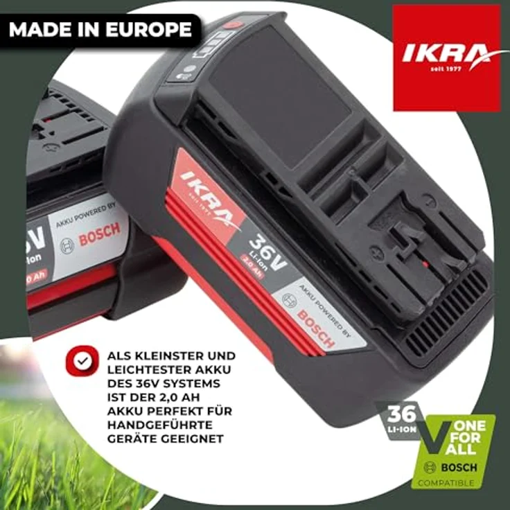 IKRA BOSCH 36 V Li-Ion Akku 2,0 Ah, kompatibel mit allen 36V BOSCH ...