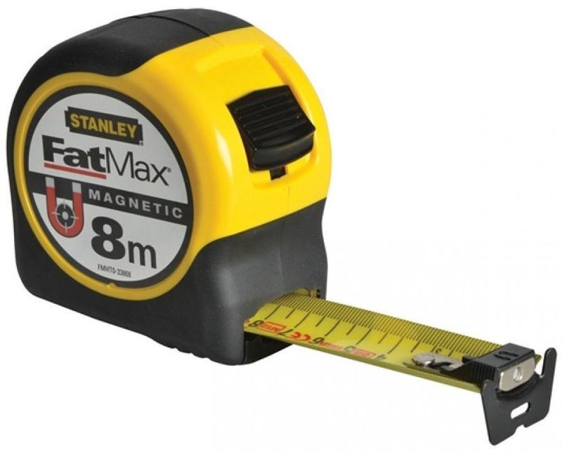 Stanley FatMax Bandmaß Blade Armor, Magnethaken (8 m Länge, Feststeller ...