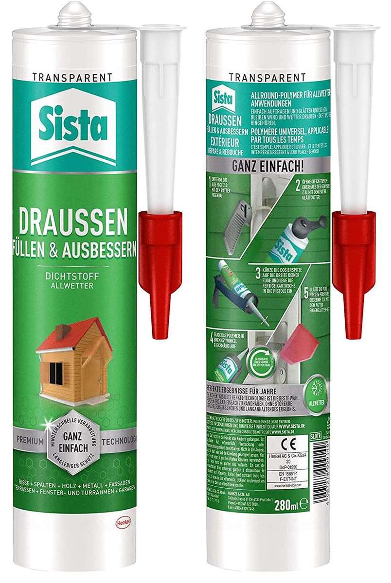 SISTA DRAUSSEN Füllen & Ausbessern, transparenter Polymer Fugenfüller ...