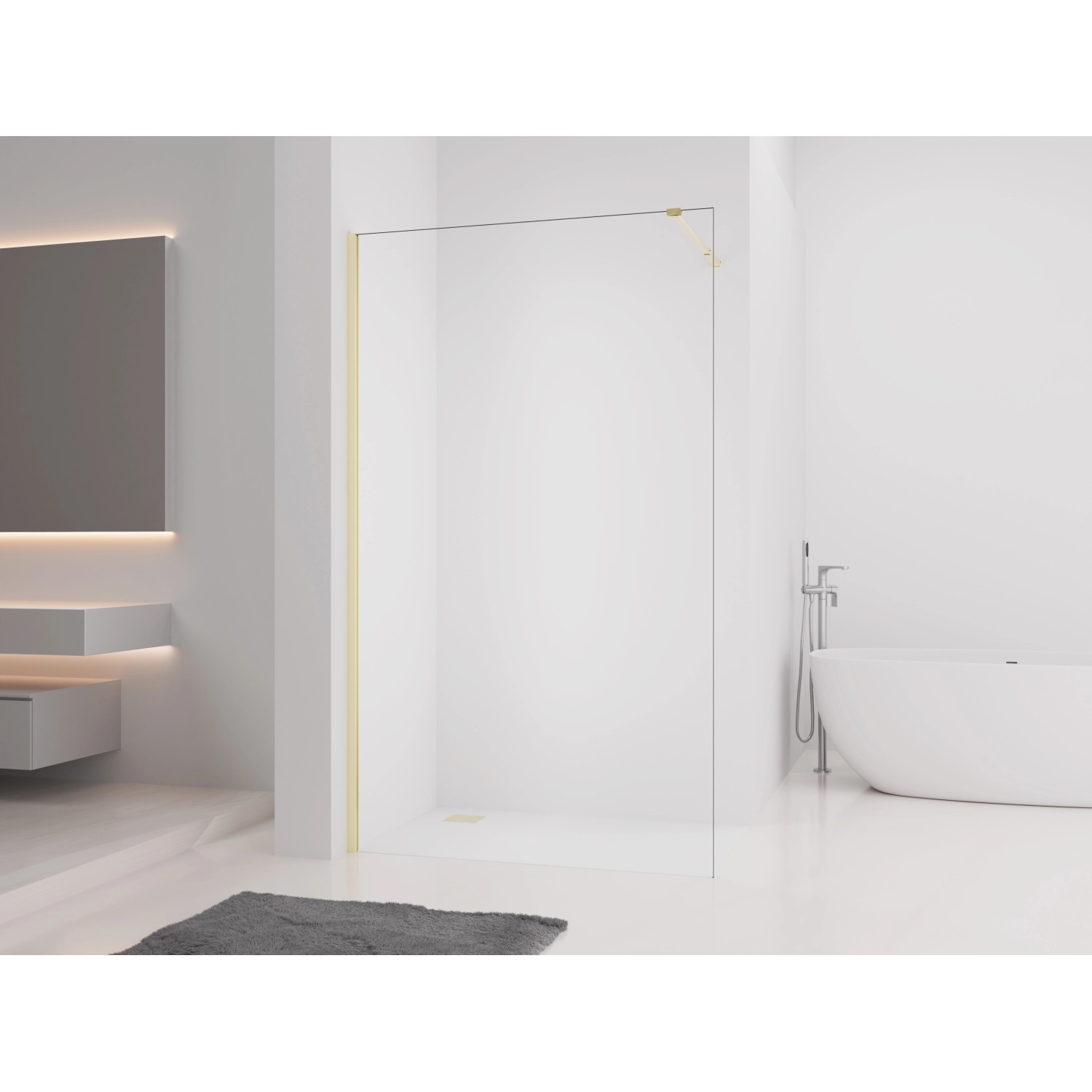 baliv Duschwand DUK-120.170 Walk-In Gold, 120 cm x 200 cm, reversibel ...