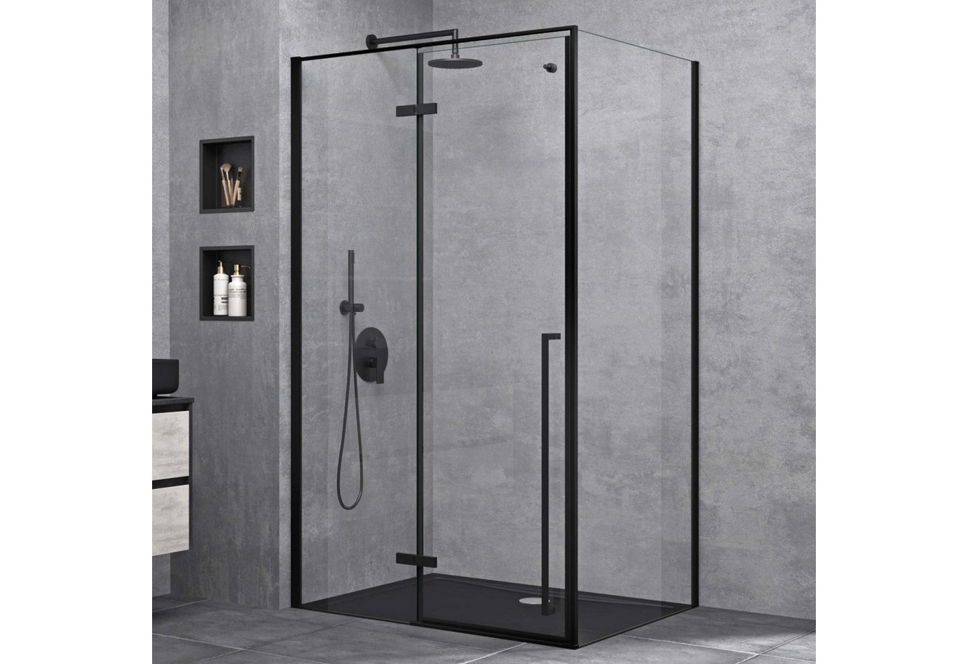 doporro Eckdusche Duschkabine Ravenna64 Eckdusche schwarz ESG ...