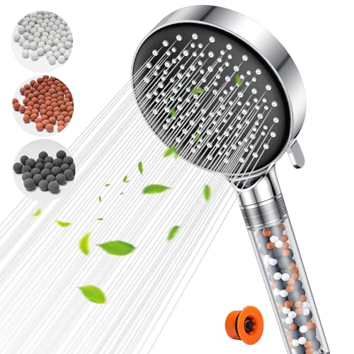 Duschkopf mit Filter - YEAUPE Duschkopf Wassersparend mit 6 Strahlarten, Duschkopf Druckerhöhend ...