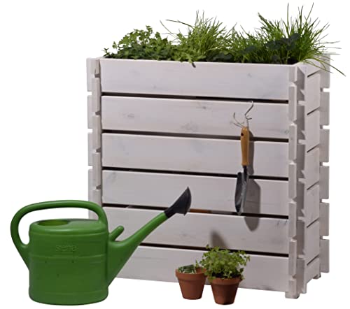 Dobar Hochbeet aus FSC®-zertifiziertem Kiefernholz, weiß, 79 x 37 x 79 ...