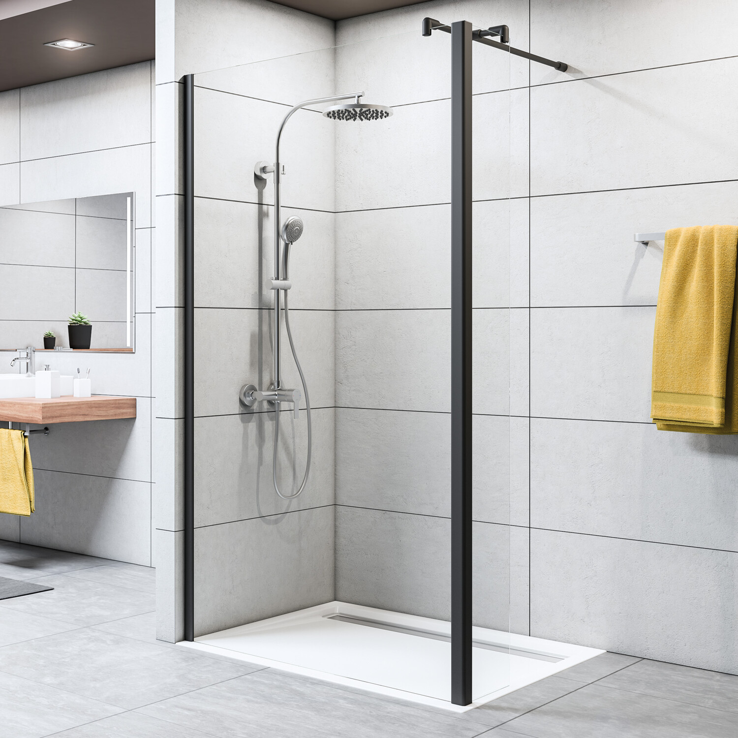 Breuer Walk-In Duschwand 'Entra' mit festem Eckelement, teilgerahmt ...