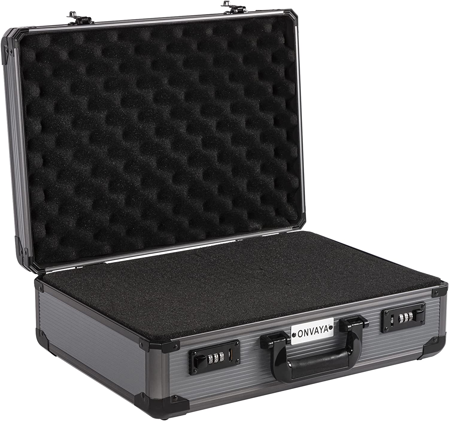 ONVAYA Alukoffer mit Zahlenschloss Schwarz Aktenkoffer aus Aluminium ...