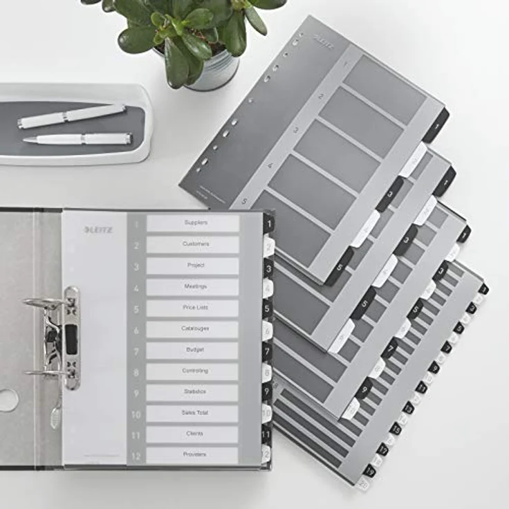 LEITZ Aktenordner Plastikregister WOW 1-5, PC-beschriftbar, A4 Maxi ...
