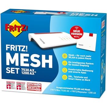 AVM FRITZ!Mesh Set: FRITZ!Box 7530 AX (Wi-Fi 6 Router mit 1.800 MBit/s ...