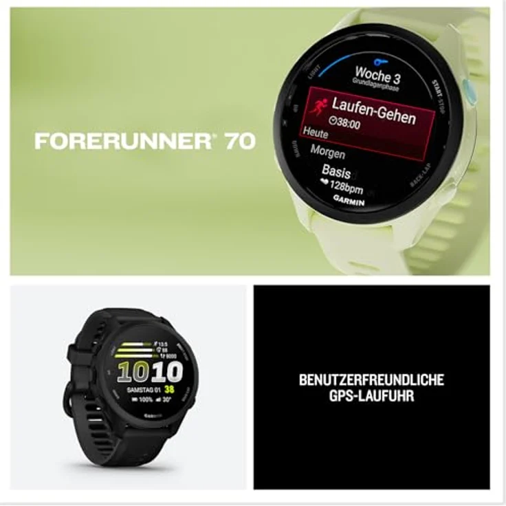 Garmin Forerunner 70, Smarte GPS-Laufuhr mit 1,2 Zoll AMOLED ...