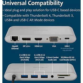 Kensington UH1440P Duale Video Mobile 10-in-1 USB-C Laptop Docking ...