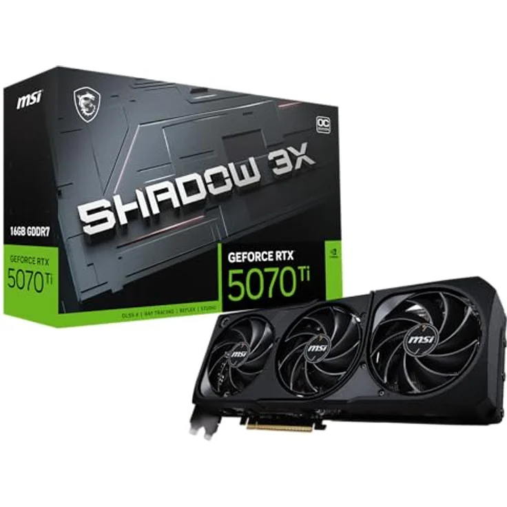 MSI GeForce RTX 5070 Ti Shadow 3X OC, 16GB GDDR7, PCIe 5, Boost 2482 ...