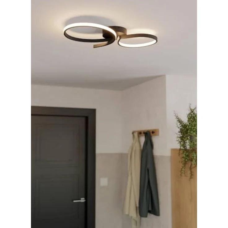 EGLO Serpins Plafoniera LED, Deckenlampe in schwarzem Metall und weißer ...