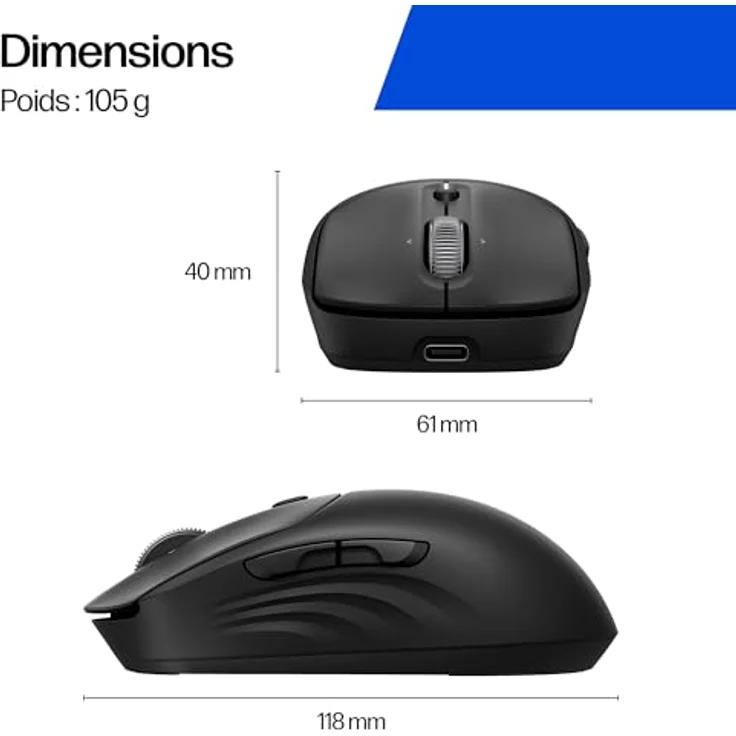 HP 705, kabellose wiederaufladbare Maus mit ergonomischem Design ...