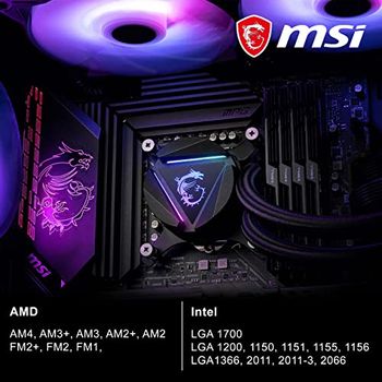 MSI MAG CORELIQUID 240R V2 AIO CPU Wasserkühlung, drehbarer ARGB-Blockkopf, integrierte ...