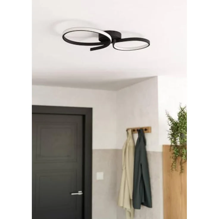 EGLO Serpins Plafoniera LED, Deckenlampe in schwarzem Metall und weißer ...