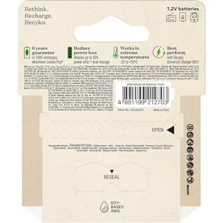 GP Batteries Recyko 3000 D Boy, Ni-MH Akku 1.2 Volt, 2er Pack für ...