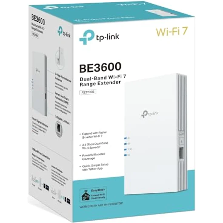 TP-LINK RE220BE BE3600, Dual-Band Wi-Fi 7 WLAN-Repeater mit bis zu 3,6 ...