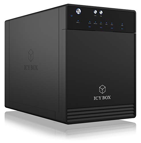 ICY BOX Externes 4-Fach USB-C Gehäuse für 2,5 Zoll & 3,5 Zoll SSD und Festplatten, USB 3.1 (Type ...