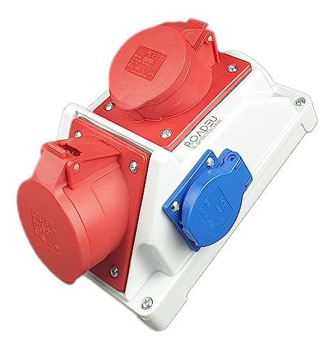 RoadEu - Kombi Wandsteckdose - Wandverteiler 32A, 16A CEE Steckdose mit Schuko 230V ...
