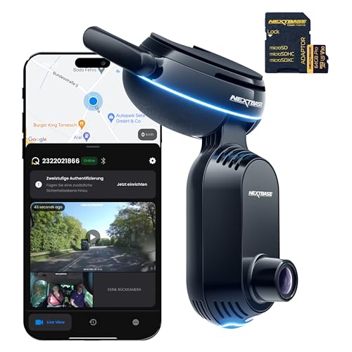 Nextbase® iQ 4K Smart HD Dash-Cam Auto mit 4G/LTE und GPS, 64GB Micro SD Card Bundle, 2160p Dash ...