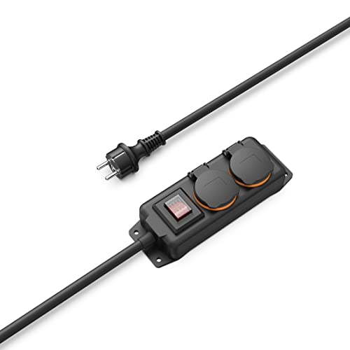 Hama Steckdosenleiste, 2-fach, für außen, Schalter, 2m (IP44 ...